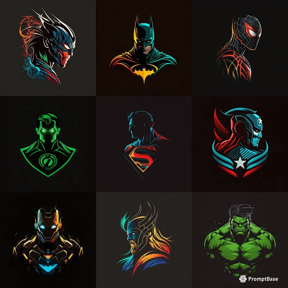 Vector Superhero Designs Midjourney Prompt | PromptBase