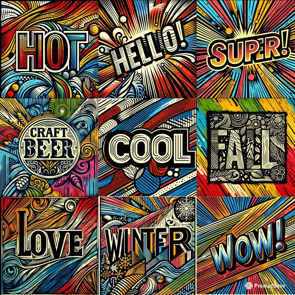 Brightscript Bold Bright Text Art DALL·E Prompt | PromptBase