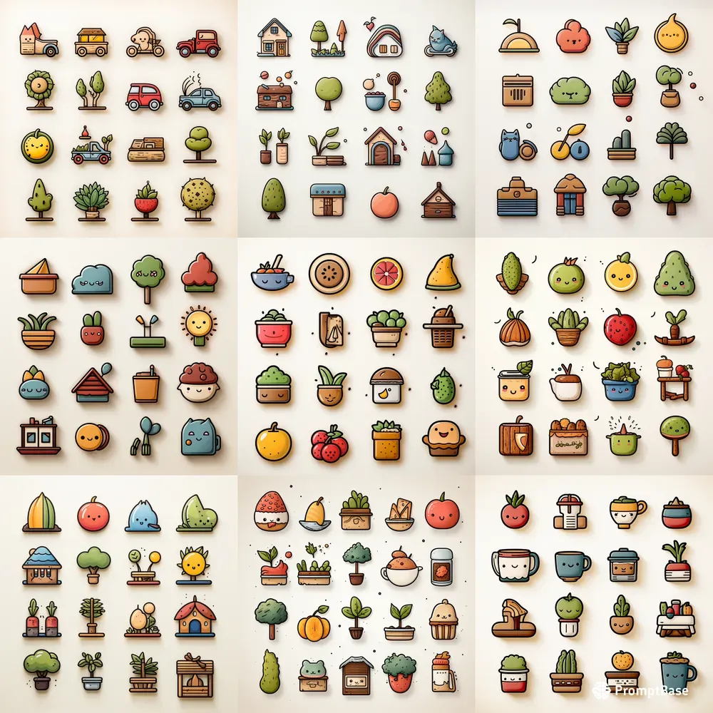 Lineal Color Icons Cute And Playful Midjourney Prompt | PromptBase