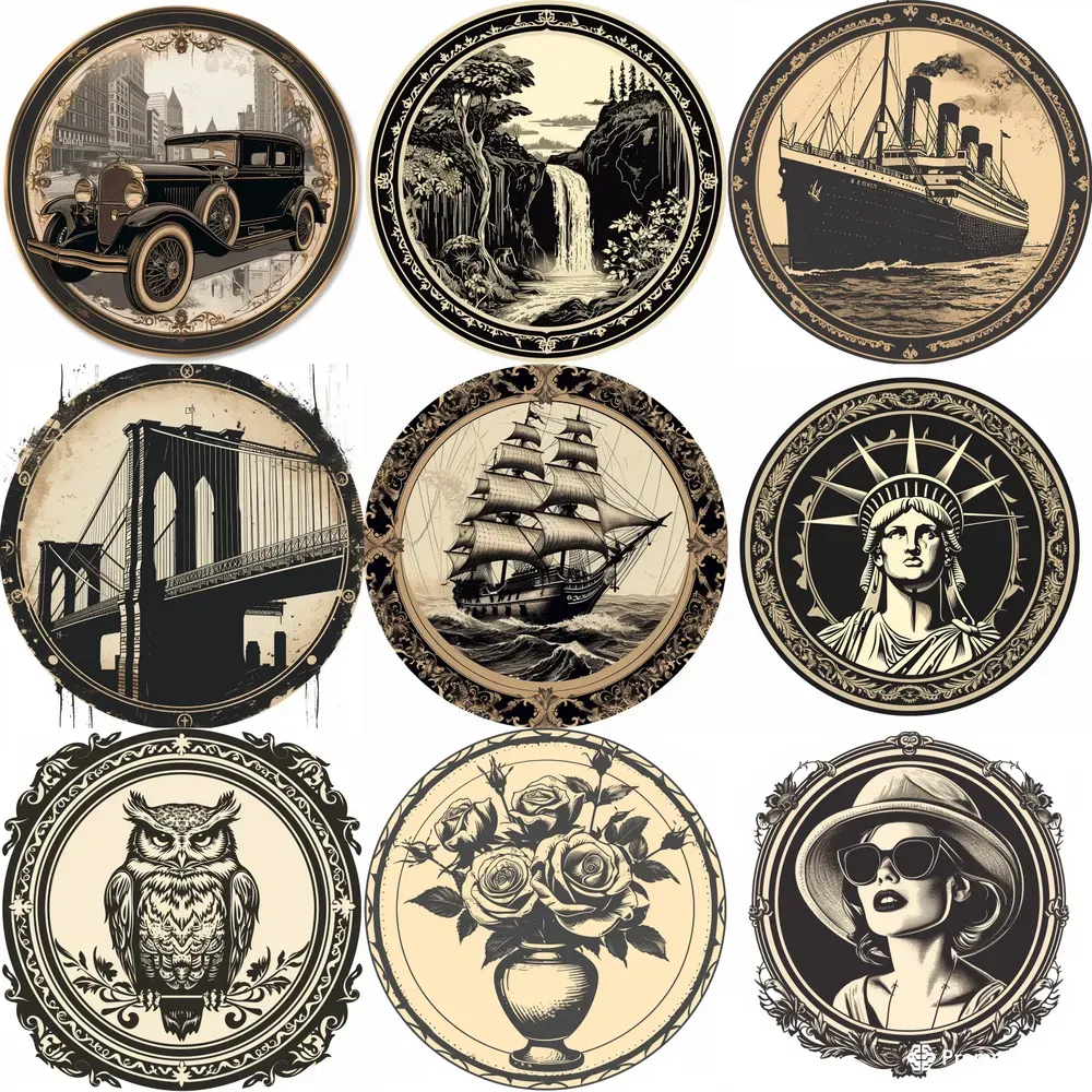 Vintage Ephemeral Style Logos Midjourney Prompt | PromptBase