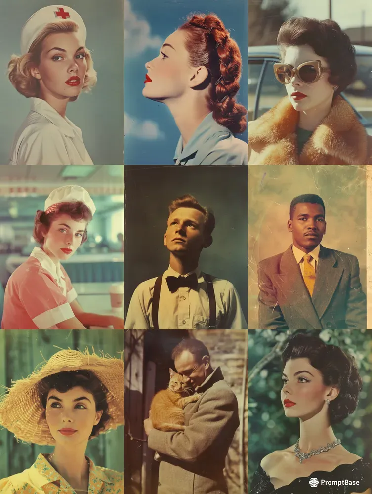 Retro 50s Portrait Photographs Midjourney Prompt | PromptBase