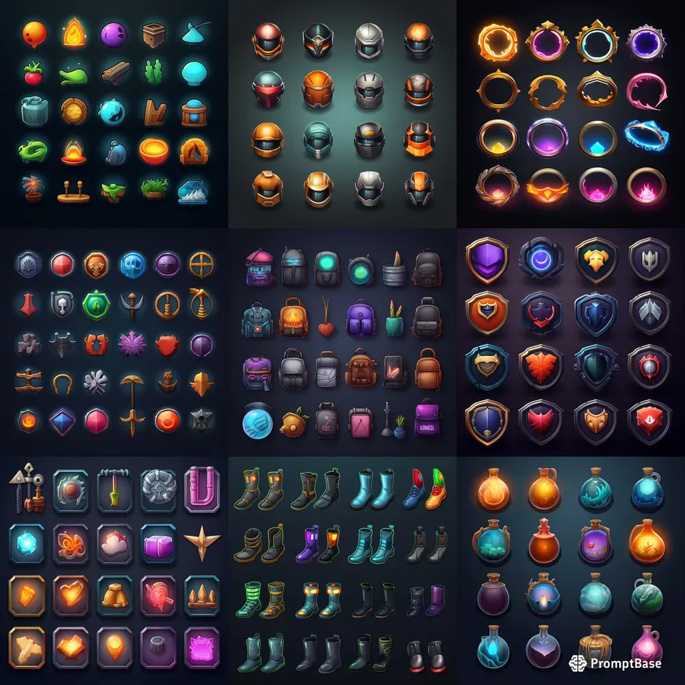 RPG Game Icons Midjourney Prompt | PromptBase