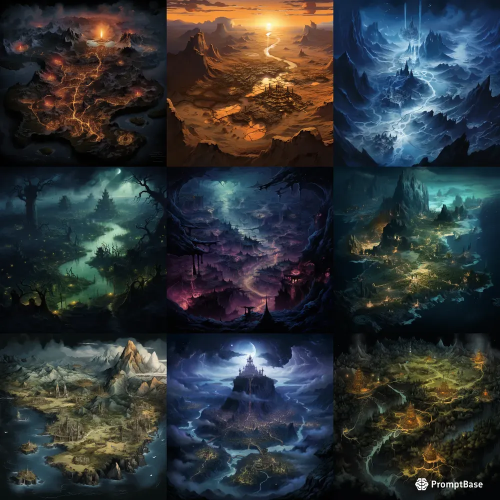 Fantasy Themed Map Illustrations Midjourney Prompt | PromptBase