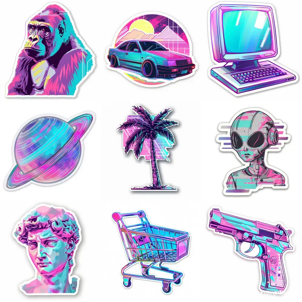 Vaporwave Stickers Midjourney Prompt | PromptBase