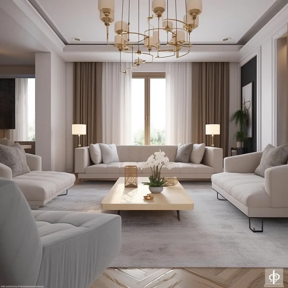 Sophisticated Style Living Room Visions Midjourney Prompt | PromptBase