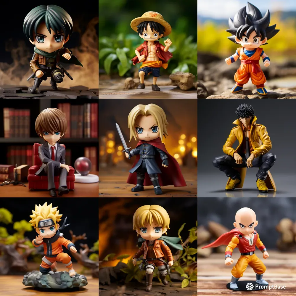 Anime Character Action Figures Midjourney Prompt | PromptBase