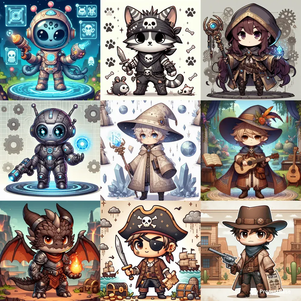 Indie Chibi Adventures Game Characters DALL·E Prompt | PromptBase