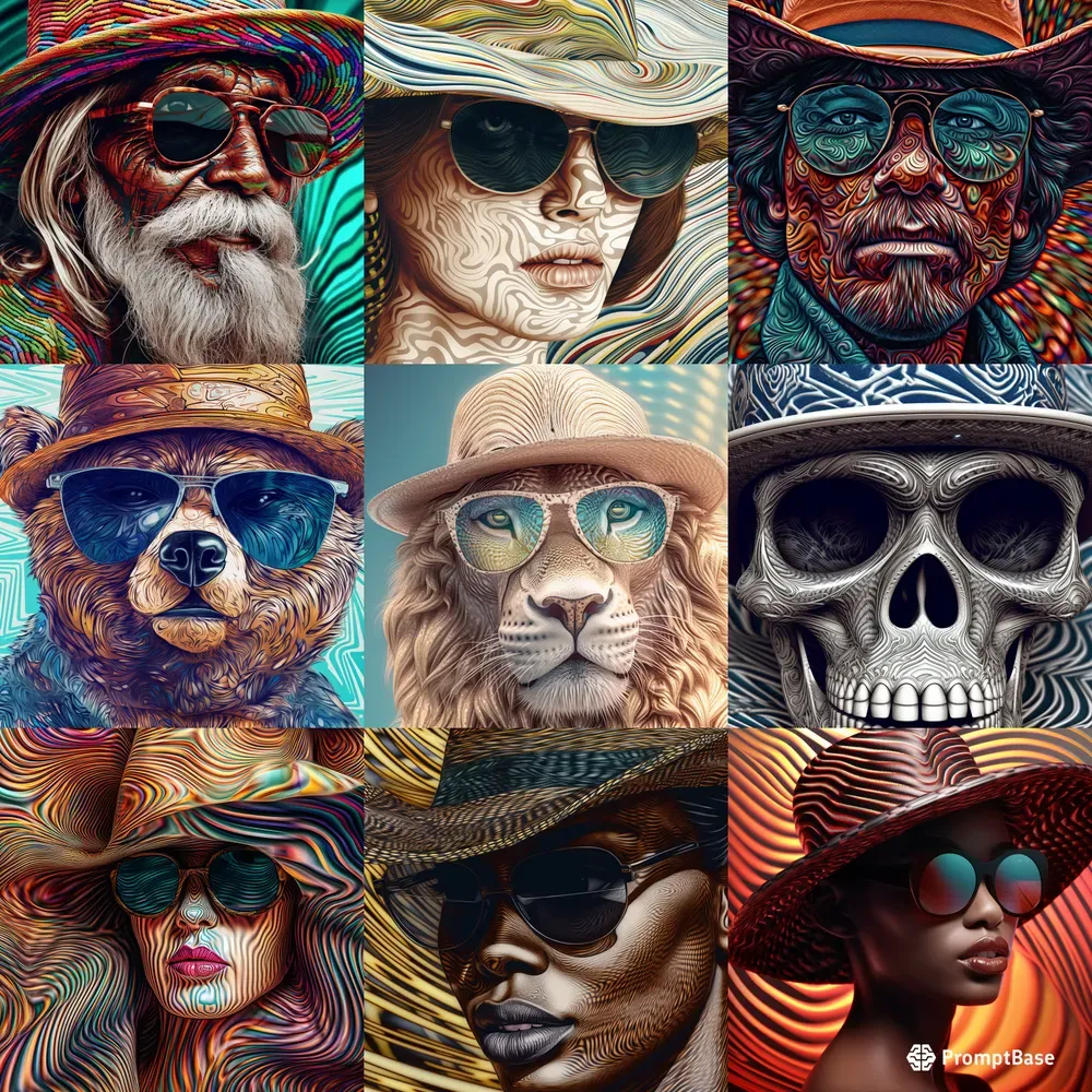 Moire Effect Portraits Illustrations Midjourney Prompt | PromptBase