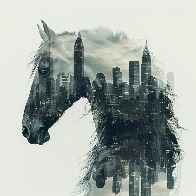 Urban Fauna Double Exposure Midjourney Prompt | PromptBase