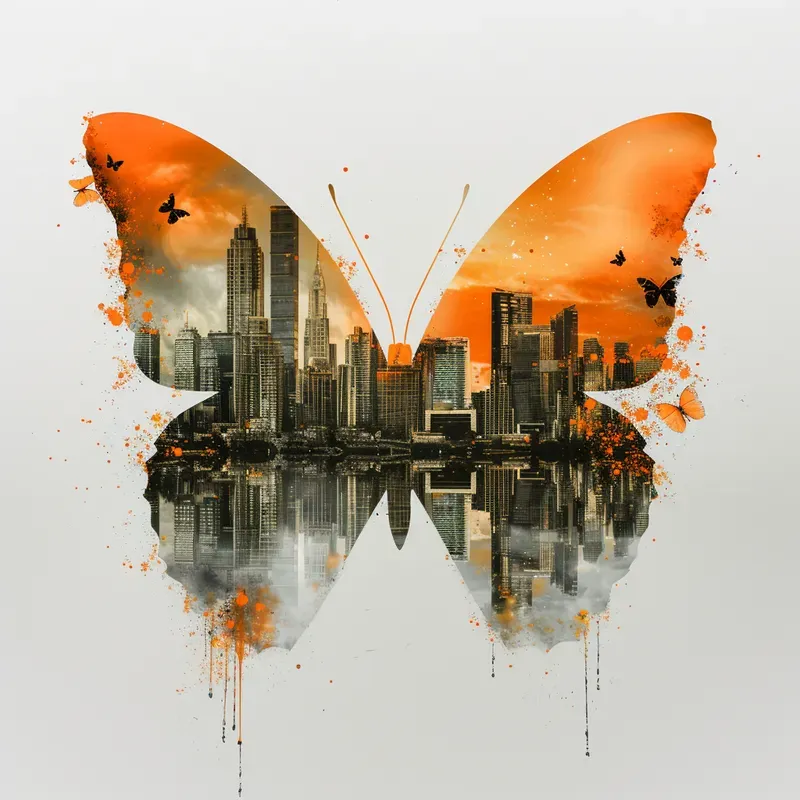 Urban Fauna Double Exposure Midjourney Prompt | PromptBase