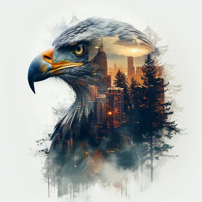 Urban Fauna Double Exposure Midjourney Prompt | PromptBase