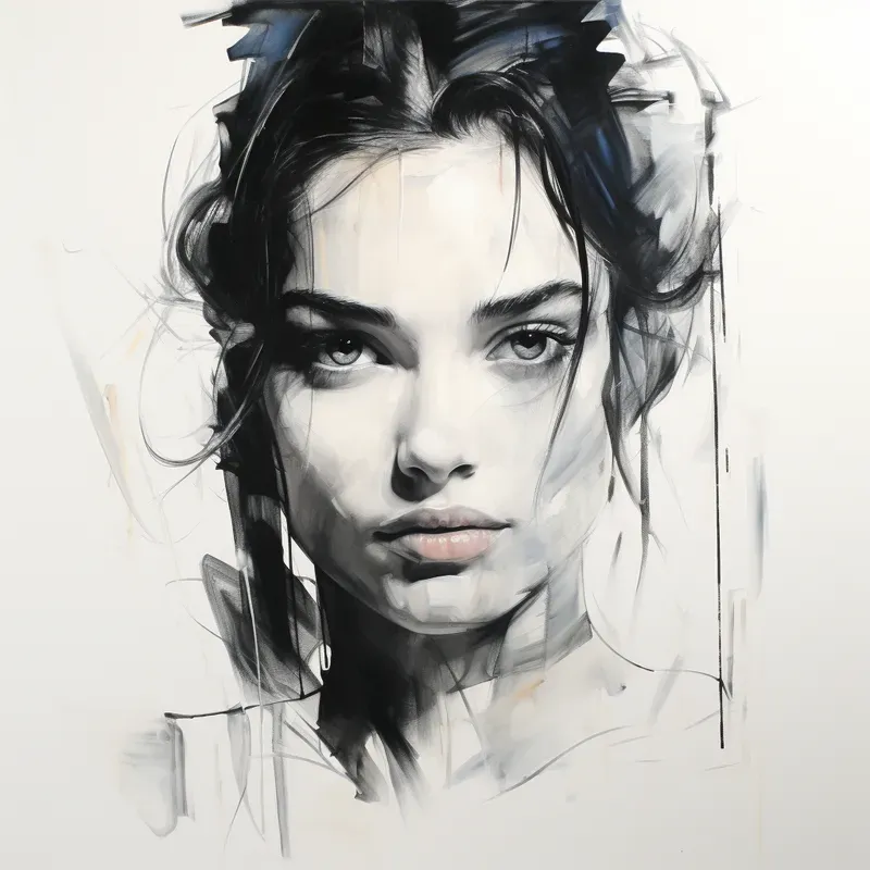 Bold Outlined Minimalist Portraits Midjourney Prompt | PromptBase