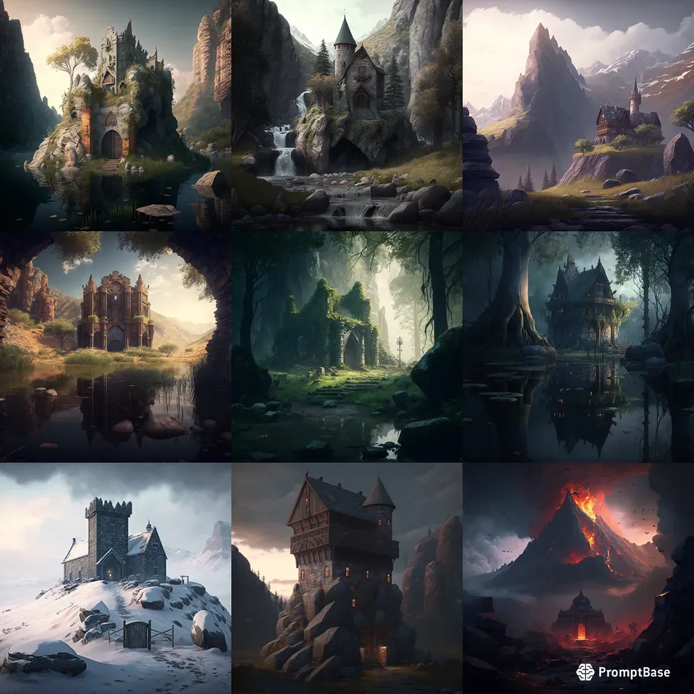 DnD Adventure Campaign Art Sets Midjourney Prompt | PromptBase