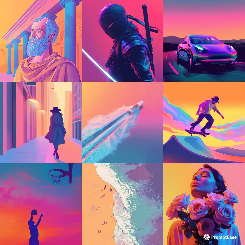 Tetradic Color Scheme Painting Art Midjourney Prompt | PromptBase