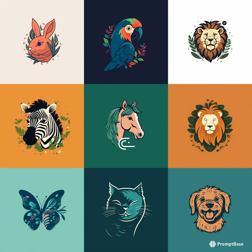Pawfectly Groomed Animals Logo Designs Midjourney Prompt | PromptBase