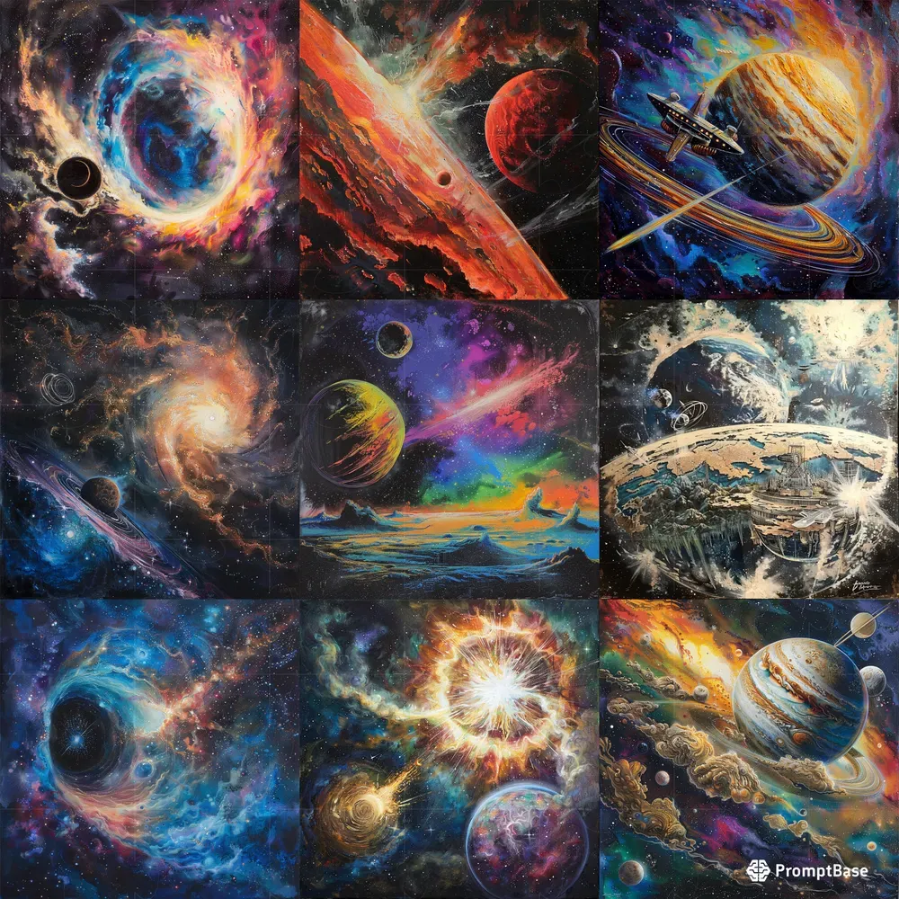 Realistic Cosmic Paintings Midjourney Prompt | PromptBase