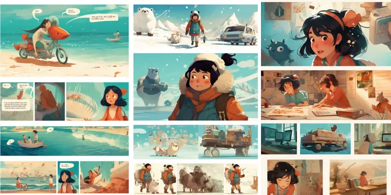 Cutesy Painterly Comic Book Pages Midjourney Prompt | PromptBase