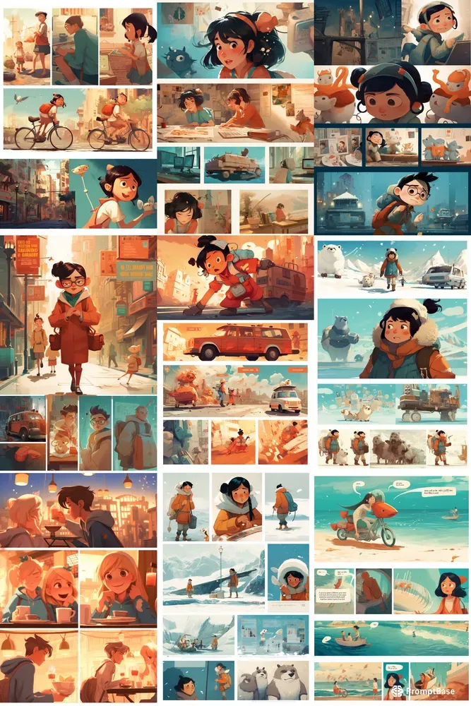 Cutesy Painterly Comic Book Pages Midjourney Prompt | PromptBase Cutesy Painterly Comic Book Pages Midjourney Prompt | PromptBase