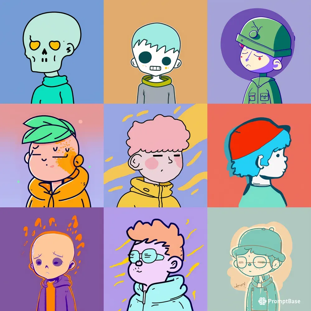 Cartoon Nft Profile Pictures Midjourney Prompt | PromptBase