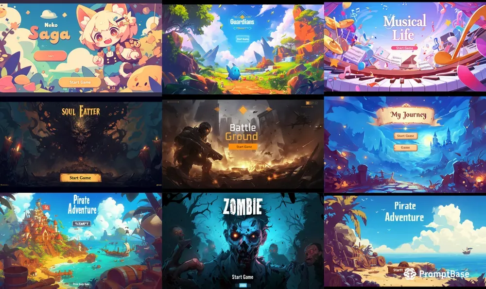 Video Game Menu Screen Ui Designs Midjourney Prompt | PromptBase