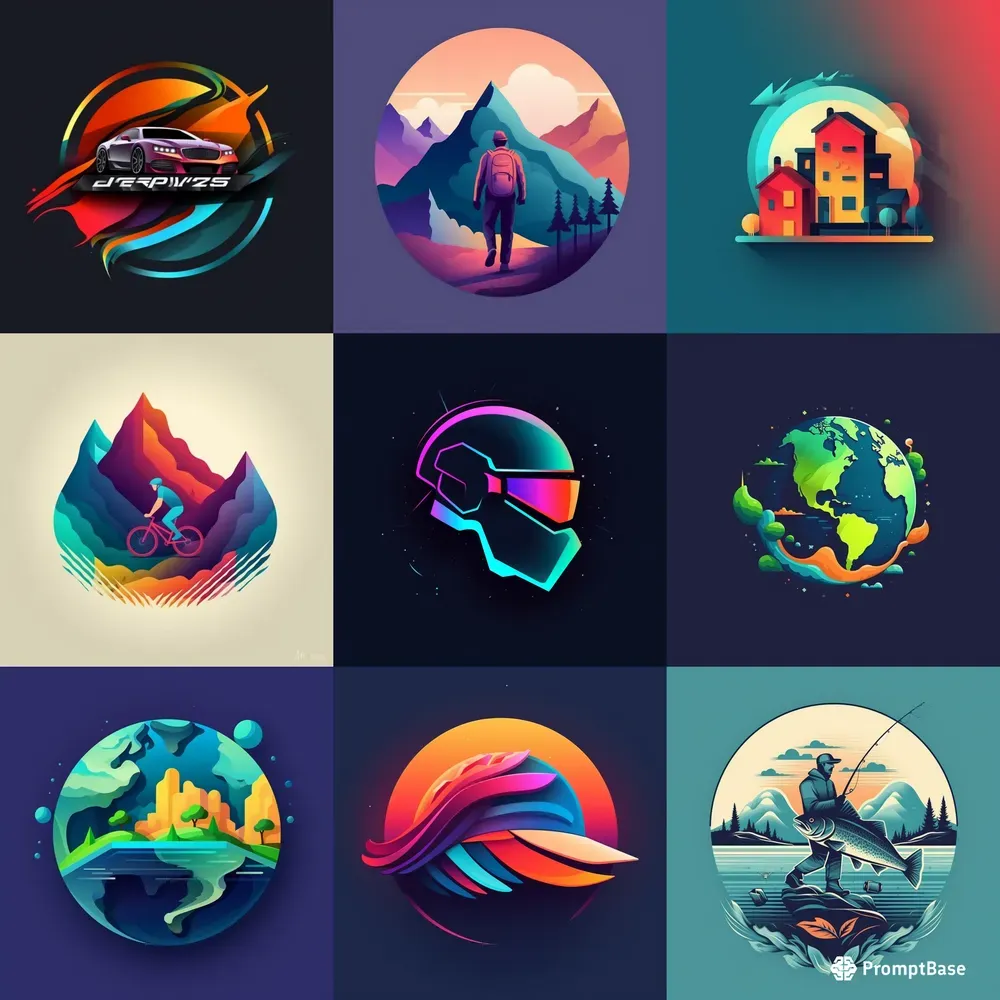 Eccentric Vector Flat Style Logos Midjourney Prompt | PromptBase