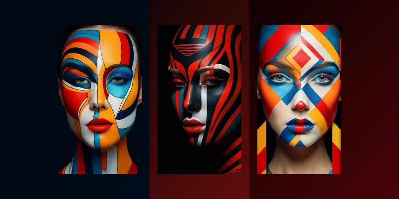 Colorful Face Portraits Midjourney Prompt | PromptBase