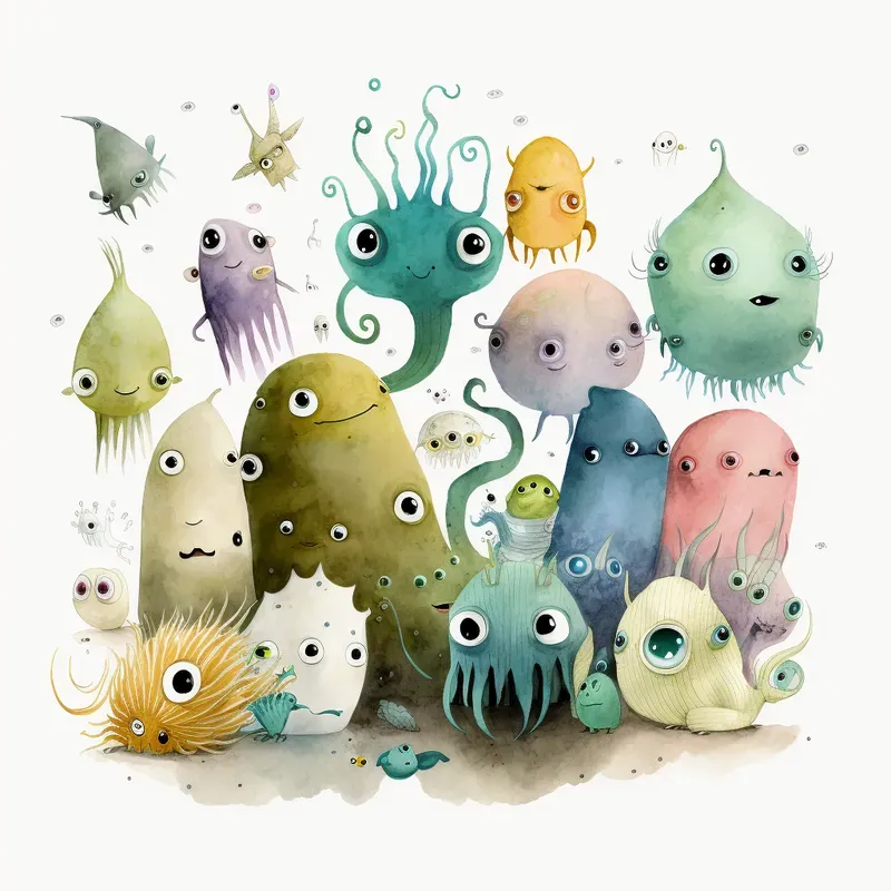 Cute 2D Monsters Sets Midjourney Prompt | PromptBase