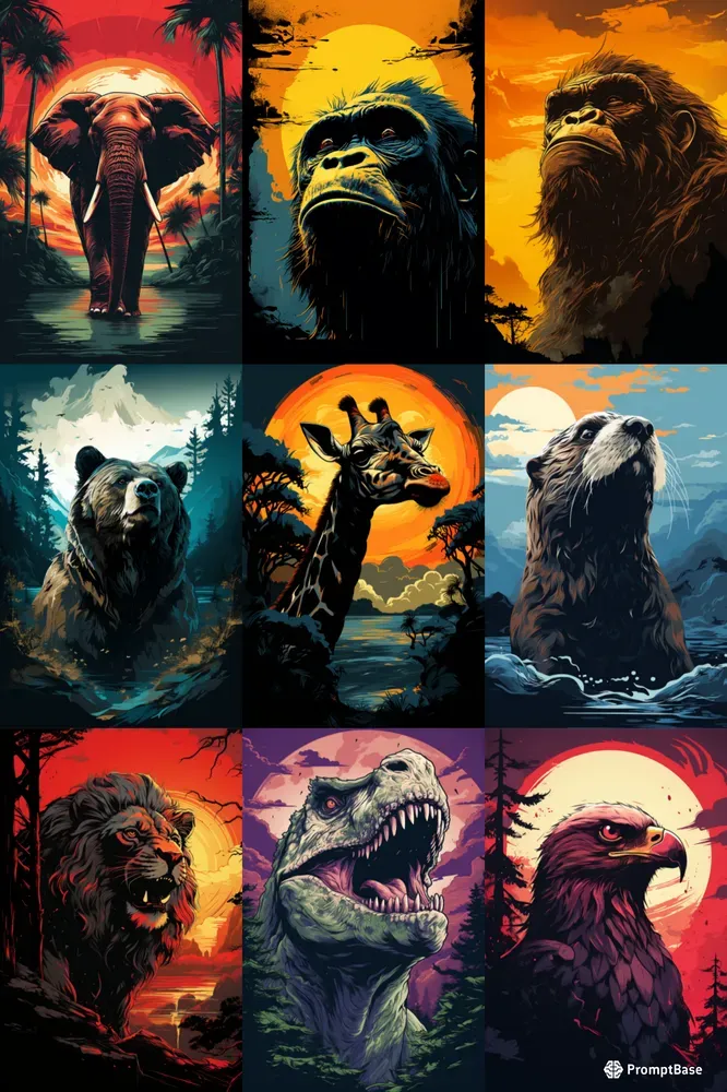 Vintage Style Animals Midjourney Prompt | PromptBase