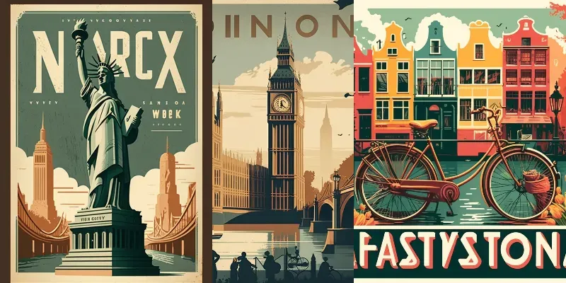Vintage Travel Poster Illustrations Midjourney Prompt | PromptBase