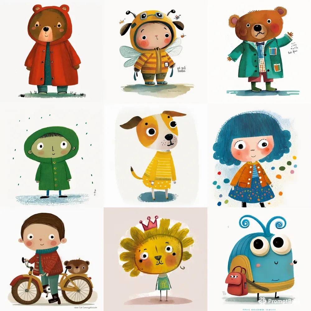 Artistic Childrens Book Characters Midjourney Prompt | PromptBase