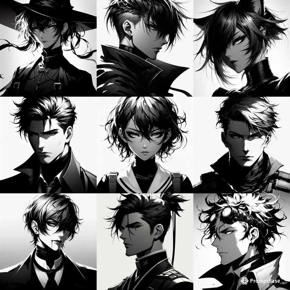 Enigmatic Noir Anime Portraits DALL·E Prompt | PromptBase