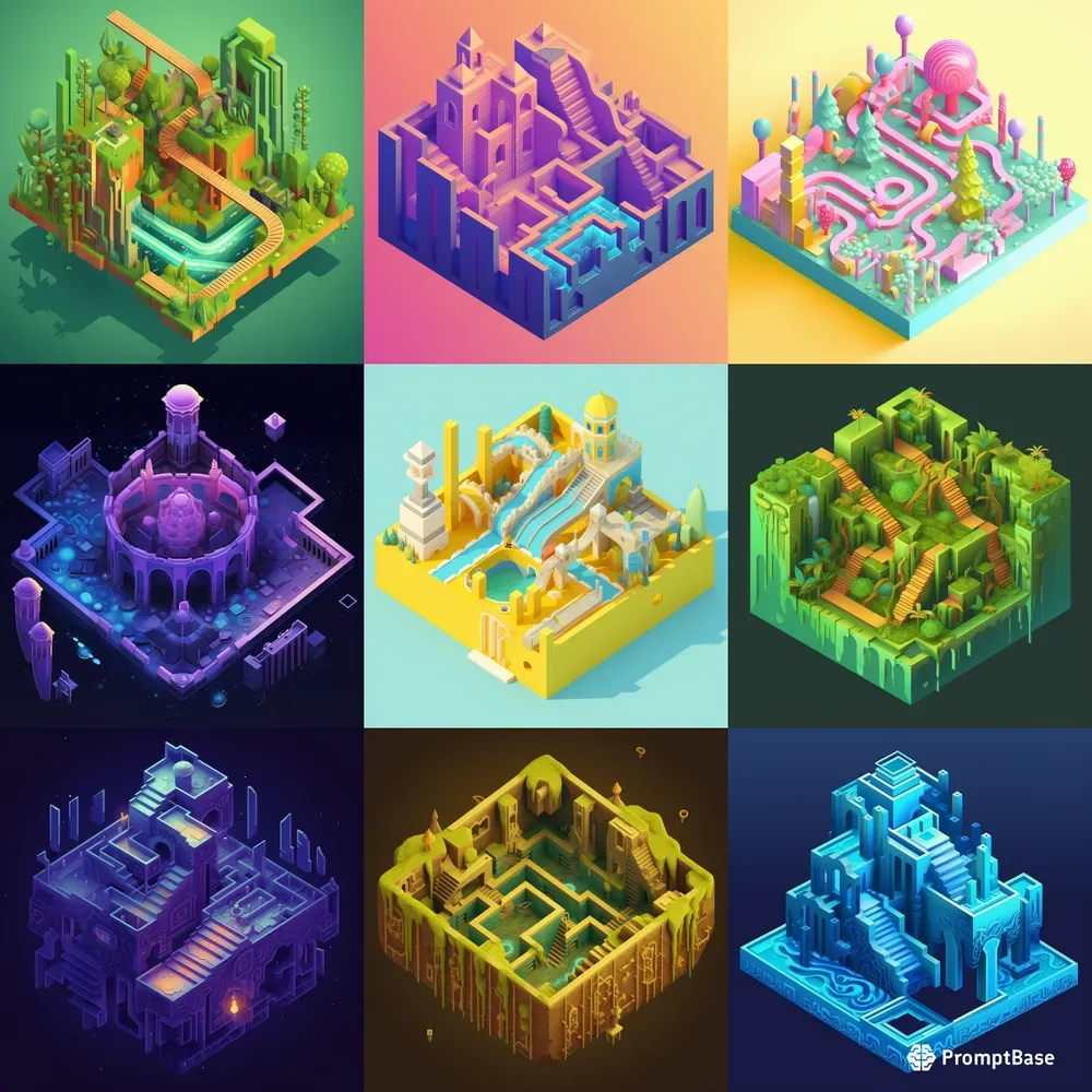 Monument Valley Game Art Isometric Levels Midjourney Prompt | PromptBase