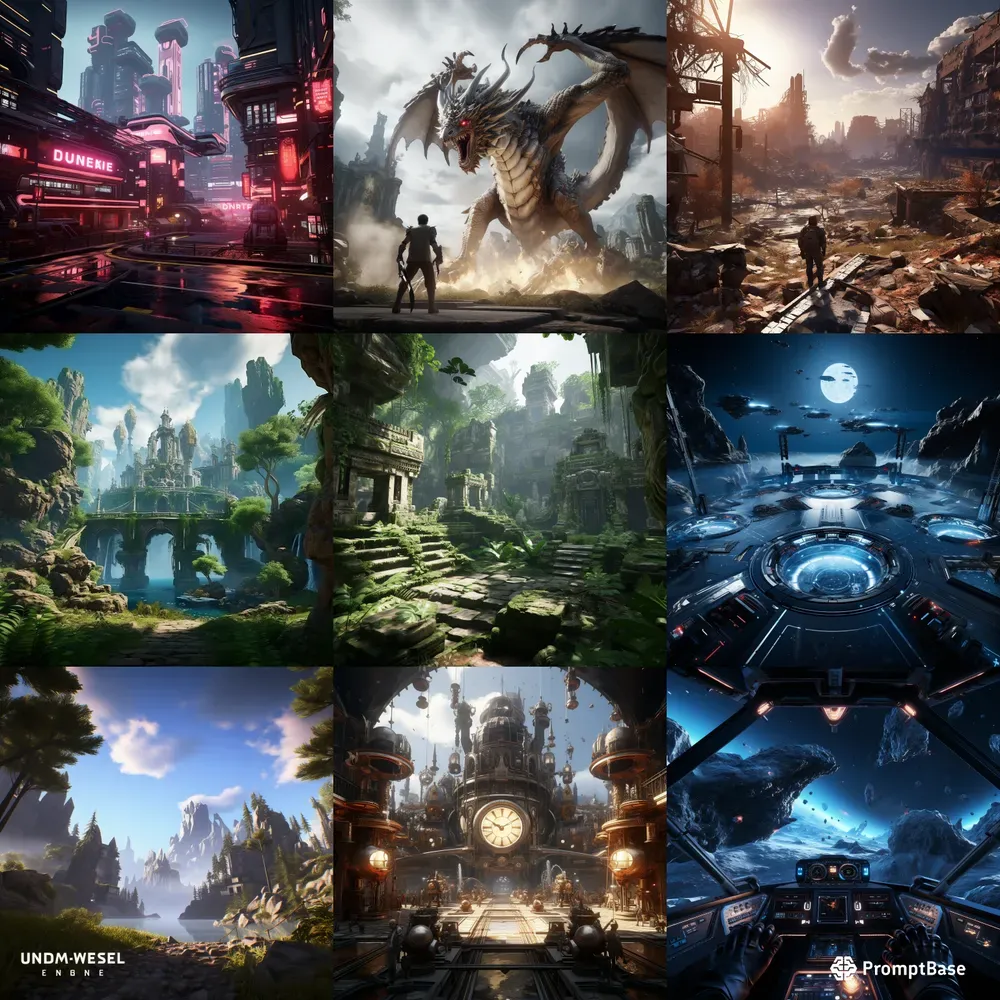 Unreal Engine Video Games Illustrations Midjourney Prompt | PromptBase