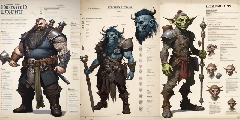 Tabletop Game Character Sheets Midjourney Prompt | PromptBase