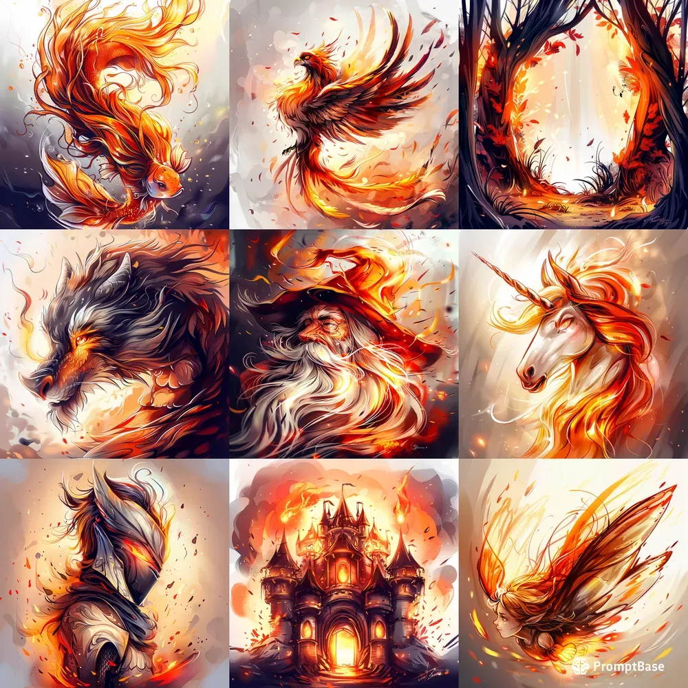 Fiery Fantasies Midjourney Prompt | PromptBase