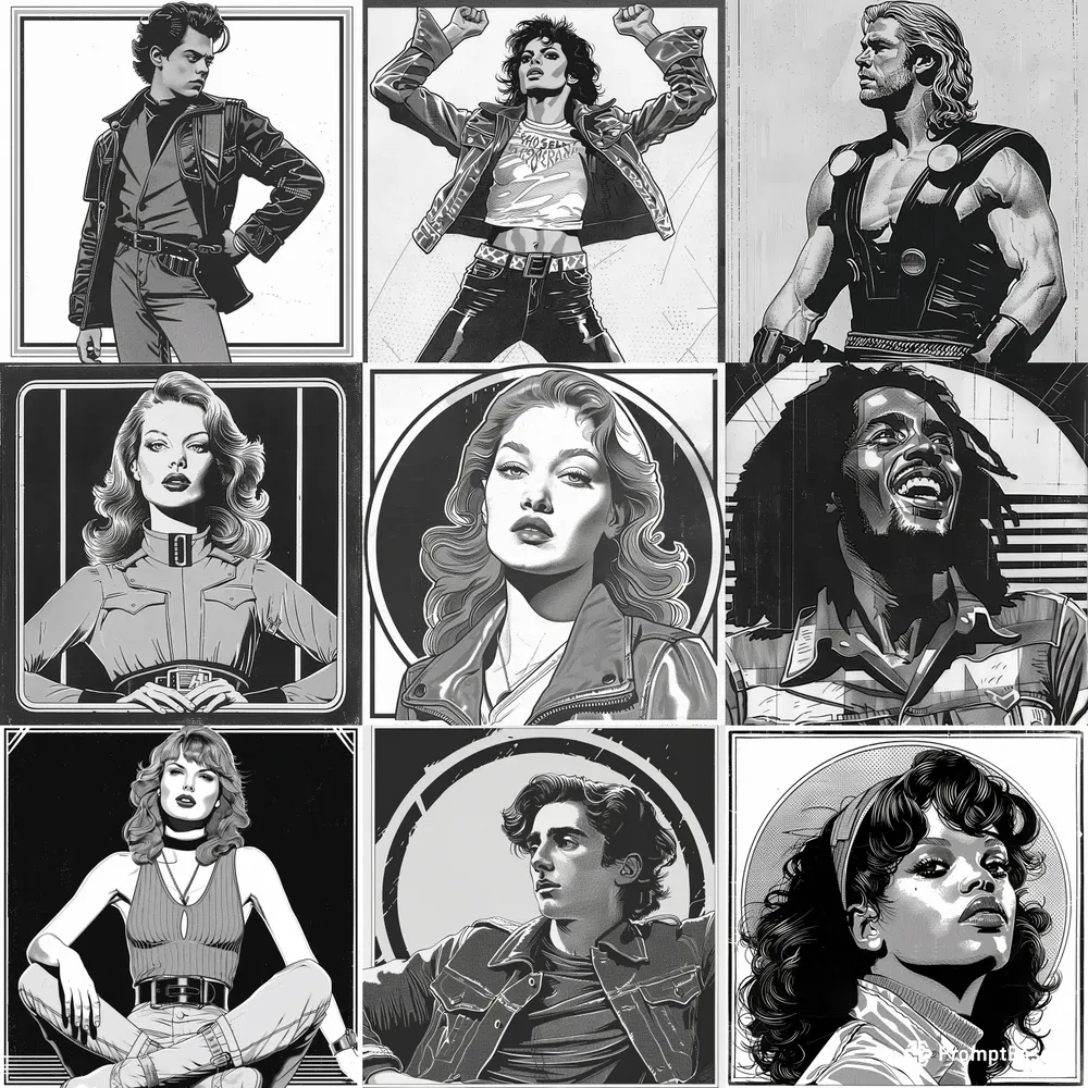 Epic Black White Comic Panels Midjourney Prompt | PromptBase