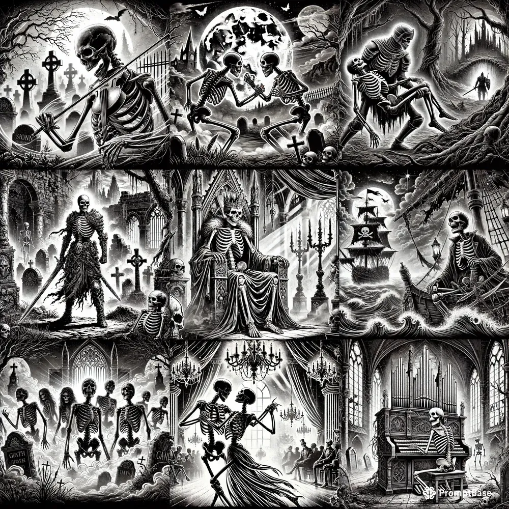 Skeleton Manga Illustrations DALL·E Prompt | PromptBase