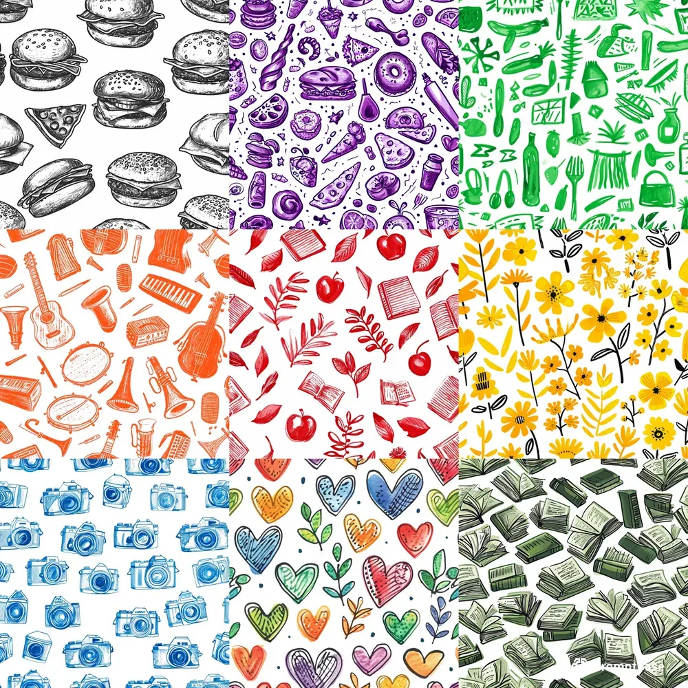 Drawn Marker Patterns Midjourney Prompt | PromptBase