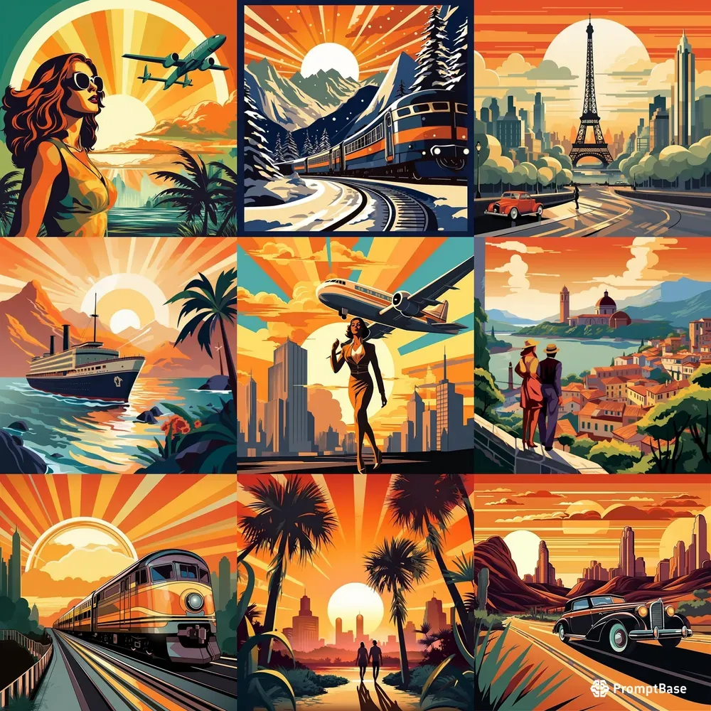 Retro Travel Posters Midjourney Prompt | PromptBase