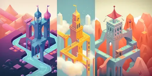 Monument Valley Game Art Isometric Levels Midjourney Prompt | PromptBase