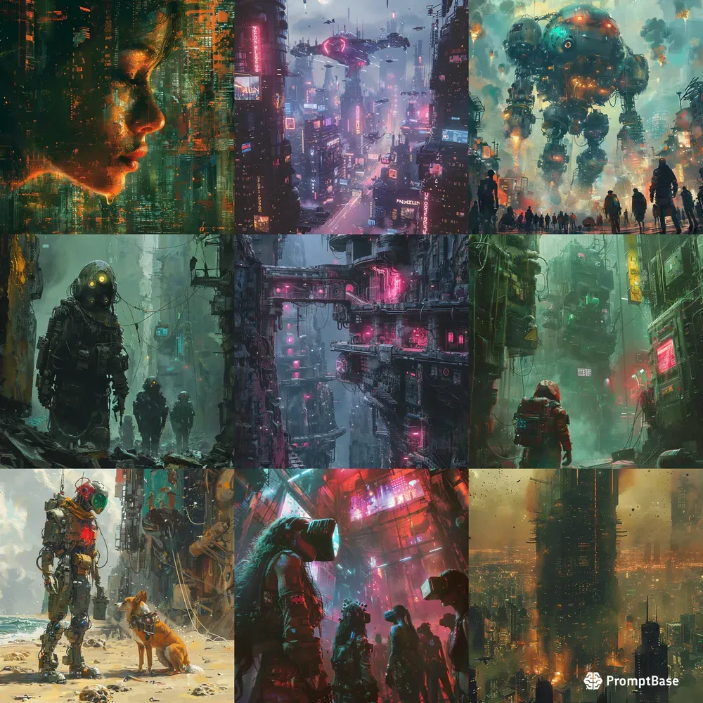 Dystopian Cyberpunk Worlds Midjourney Prompt | PromptBase