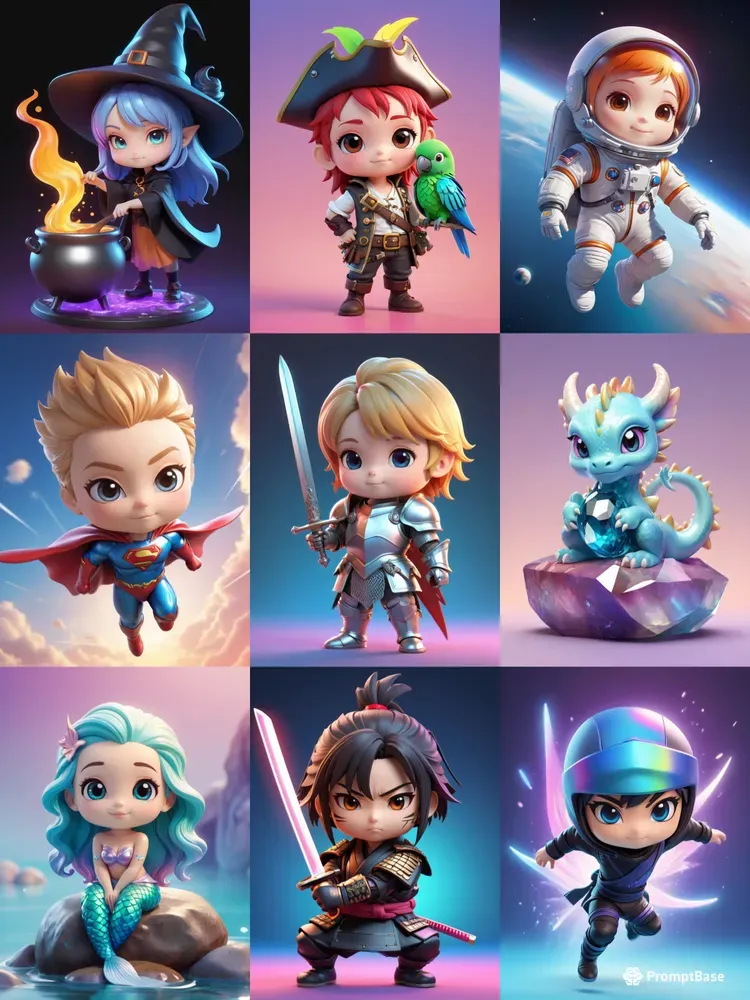 Dynamic Chibi Characters In 3D Leonardo Ai Prompt | PromptBase