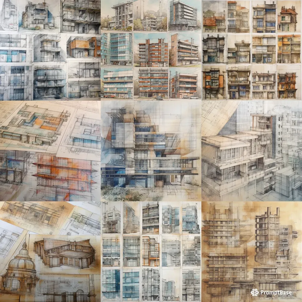 Architectural Sketches Midjourney Prompt | PromptBase