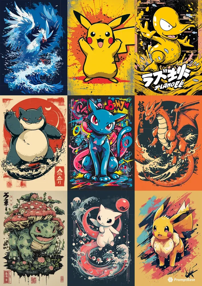 Pokemon T Shirt Designs Japanese Inspired Midjourney Prompt | PromptBase