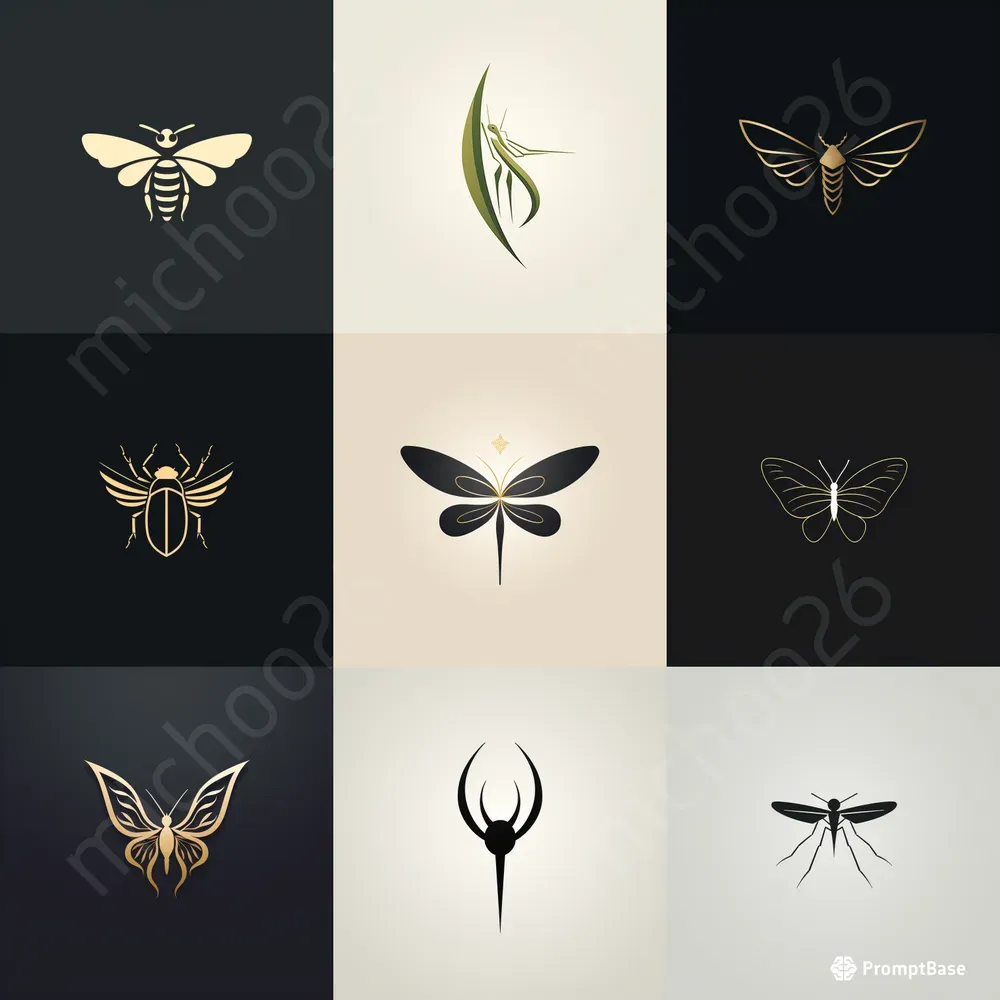 Minimal Elegant Insects Logos Midjourney Prompt | PromptBase
