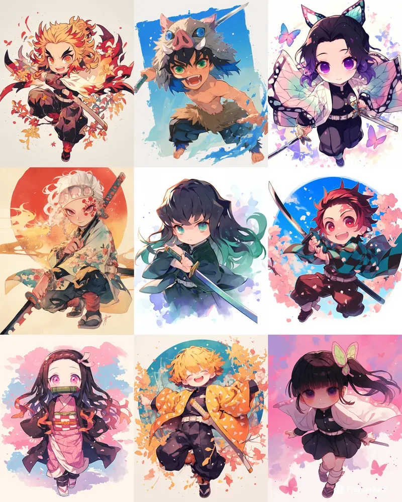 Chibi Demon Slayers Bliss Midjourney Prompt | PromptBase