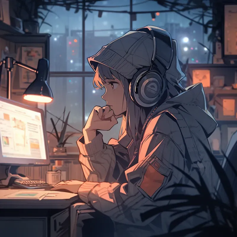 Lofi Hip Hop Chilling Anime Wallpaper Midjourney Prompt | PromptBase