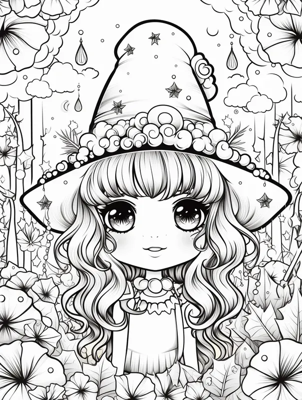 Chibi Coloring Pages Adult Coloring Pages Midjourney Prompt | PromptBase