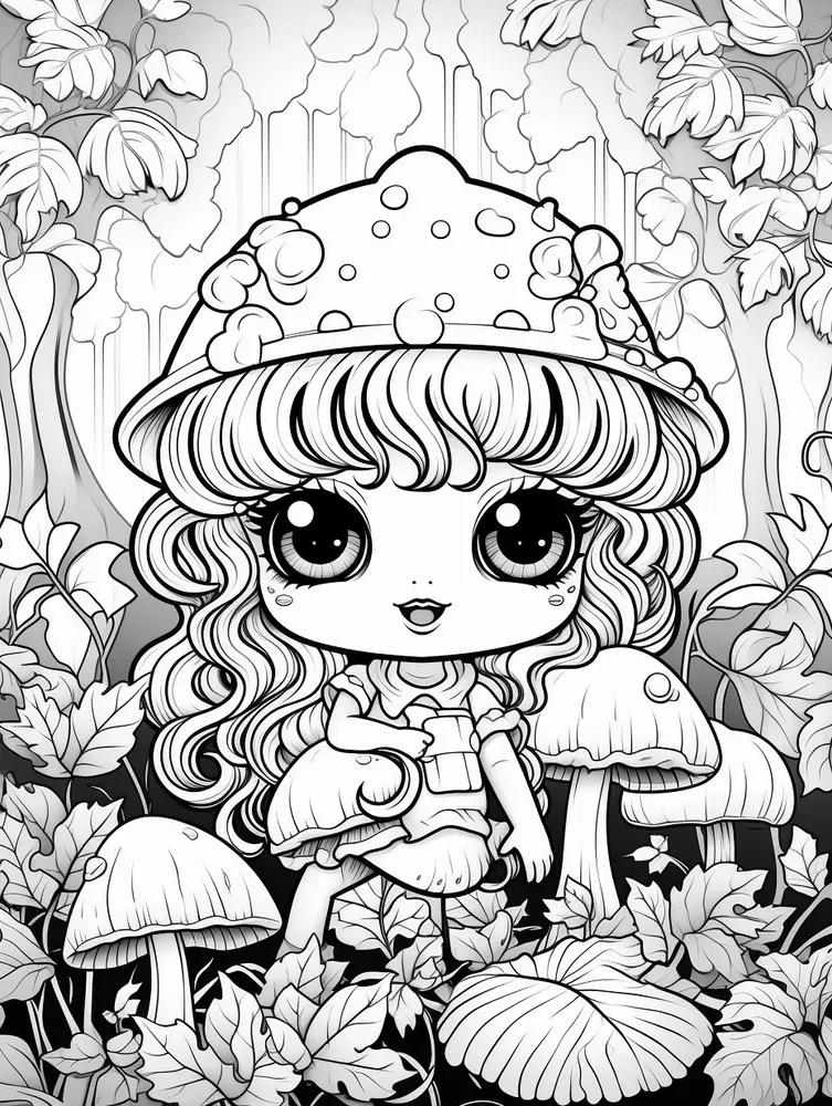 Chibi Coloring Pages Adult Coloring Pages Midjourney Prompt | PromptBase