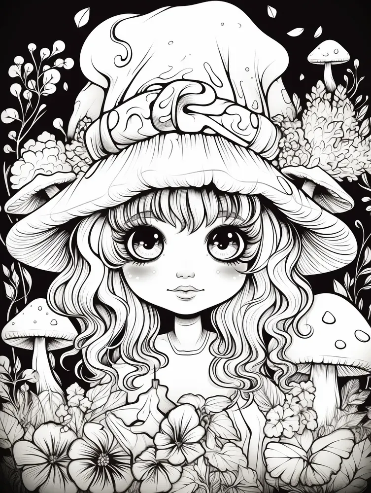 Chibi Coloring Pages Adult Coloring Pages Midjourney Prompt | PromptBase